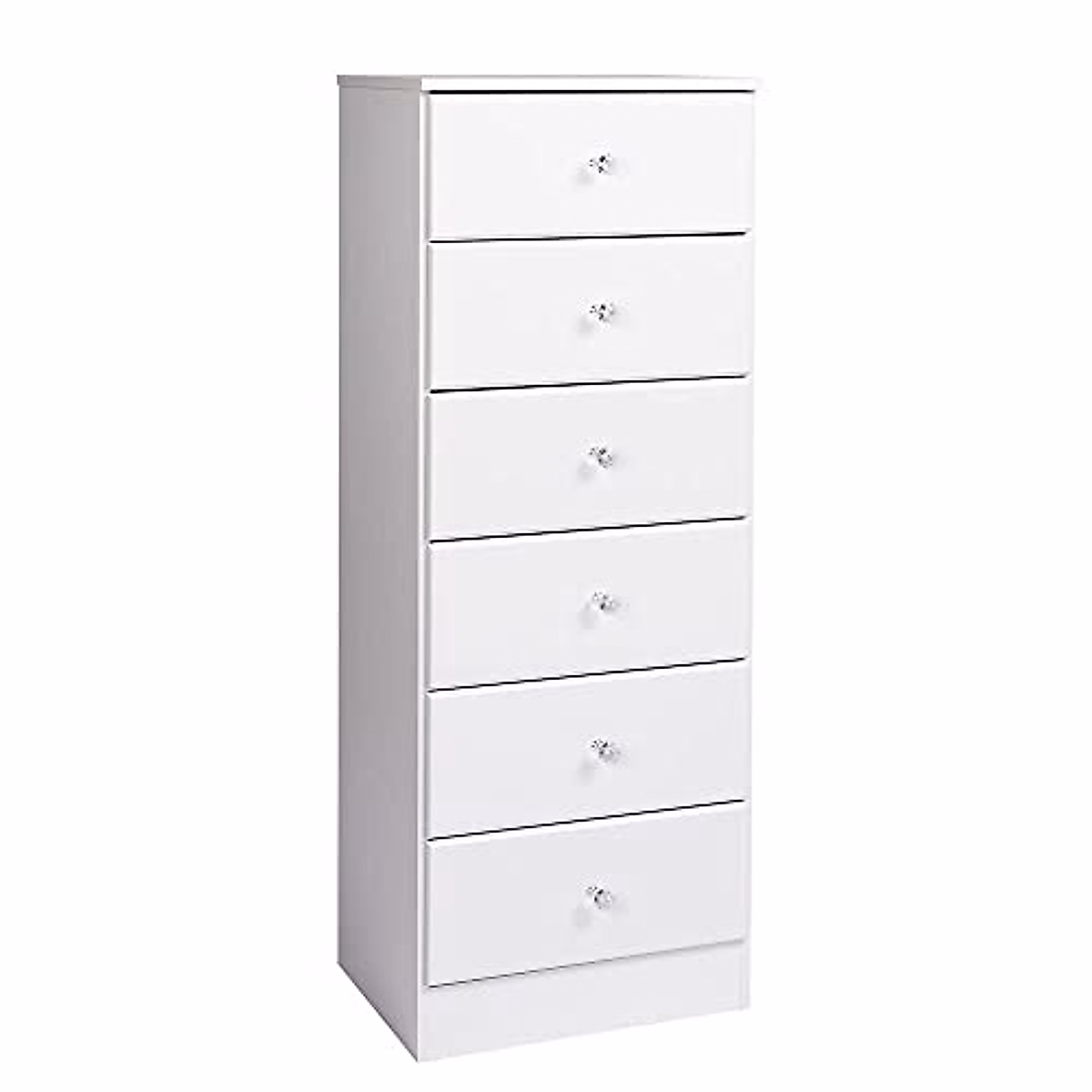 Prepac Astrid 6-Drawer Tall Chest with Acrylic Knobs, White