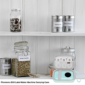 Elonbo Label Maker Carrying Case for Phomemo D30 Label Printer, Portable Bluetooth Wireless Mini Smartphone Label Maker Machine Storage Holder, Mesh Pocket Fits D30 Labels Tape, Green (CASE ONLY)