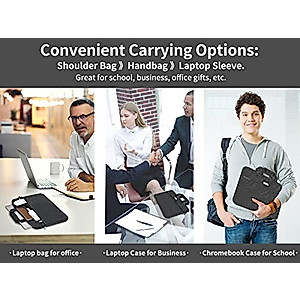 HESTECH Laptop Bag,15.6 Inch Laptop Sleeve Case,Business Briefcase,Water-Repellent Slim Computer Carry Case with Shoulder Strap for 15-16" Hp Dell Acer,Black