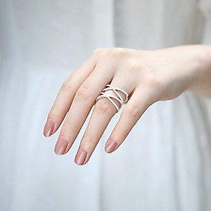 SOMEN TUNGSTEN Double X Criss Cross Ring Wide Knuckle Stackable Ring Wedding Bands for Women High Polished Size Size 5