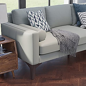 YESHOMY Rivet Mid-Century Upholstered Modern Sofa Couch, Loveseat with Sturdy Wooden Feet, No Assembly Required, 77" W, Gray Breathable Leather