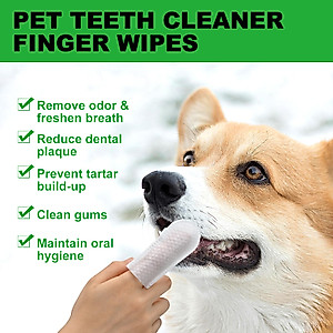 Lisveory Teeth Cleaning Wipes for Dogs & Cats 100 Counts, Reduces Plaque & Freshens Breath, Buildup No-Rinse Dog Finger Toothbrush, Disposable Gentle Cleaning & Gum Care Pet Wipes