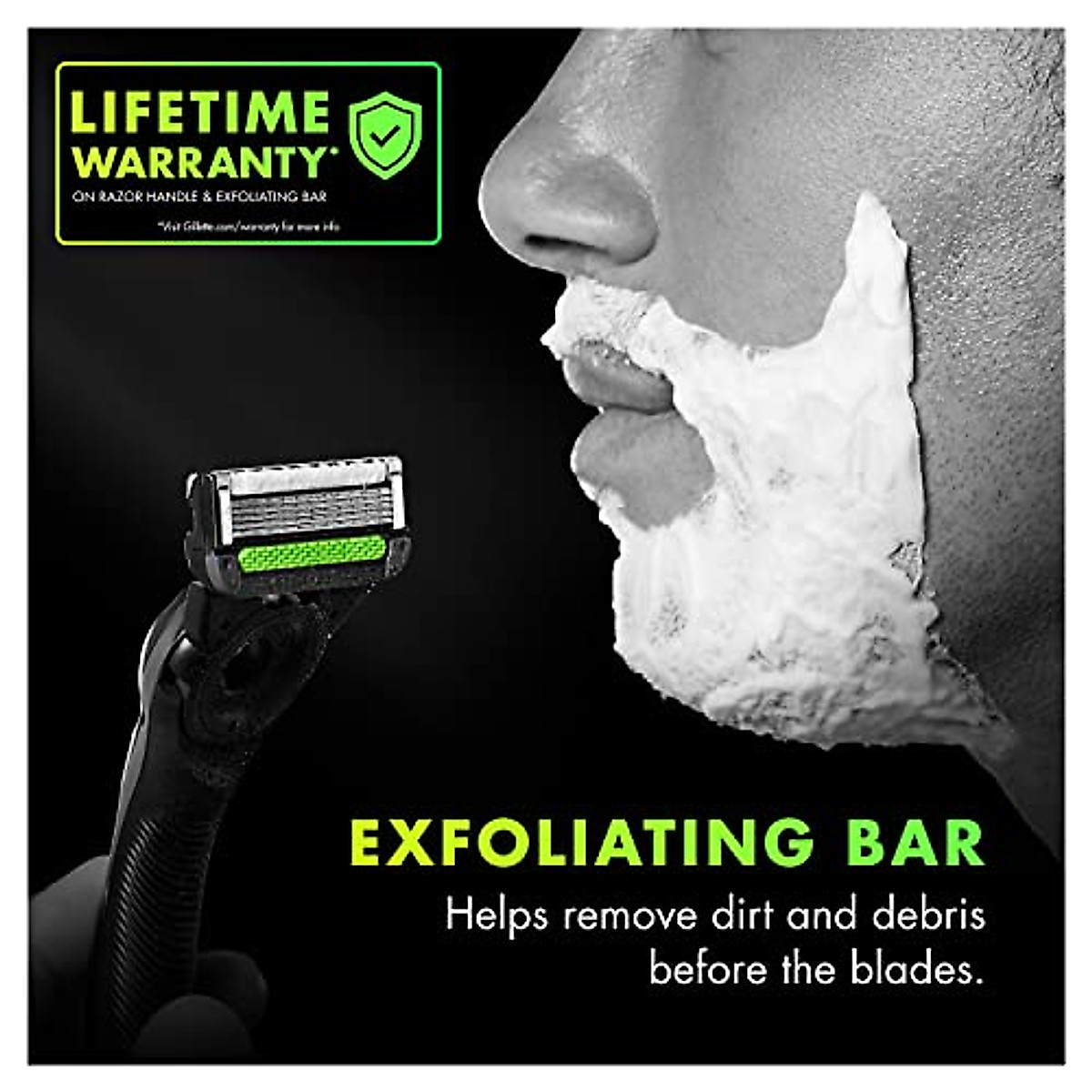 Gillette Mens Razor Blade Refills with Exfoliating Bar by GilletteLabs, Compatible Only with GilletteLabs Razors with Exfoliating Bar and Heated Razor, 4 Razor Blade Cartridges