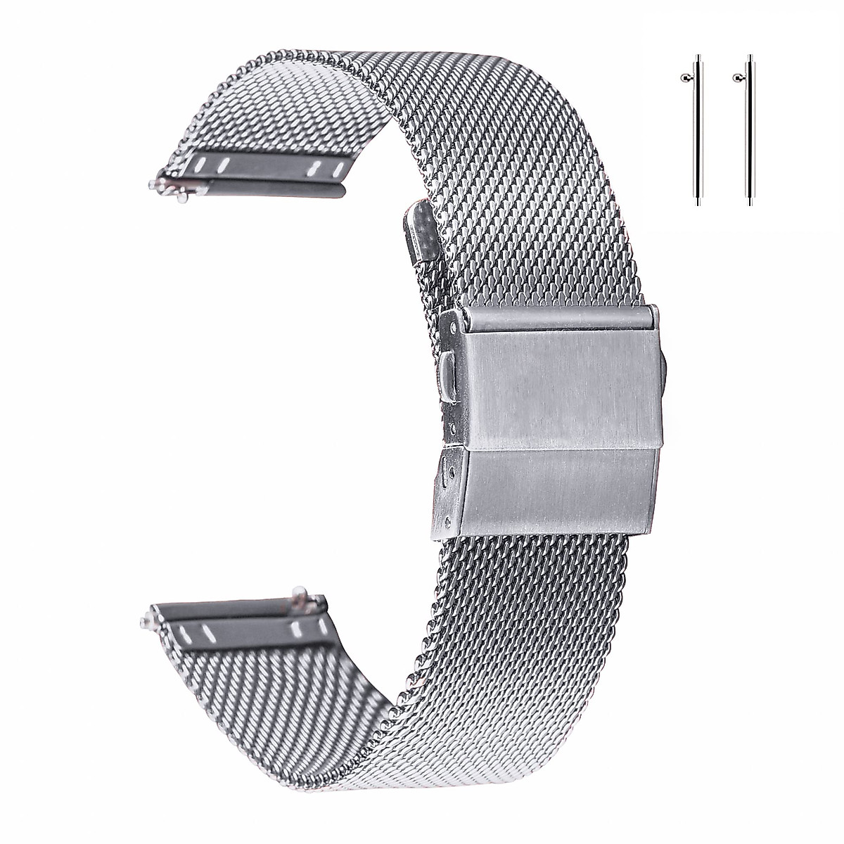 EACHE Stainless steel Mesh watch band for Men Women Quick release Adjustable Mesh Watch Straps 18mm Silver