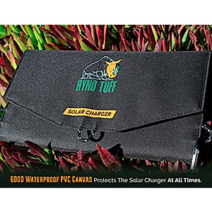 Ryno Tuff 21W Lightweight Portable Solar Charger for Camping - Foldable Solar Powered Cells with 2 USB Ports To Fast Charge Smartphones, Tablets & Battery Packs -Charge While Hiking, Camping & Fishing