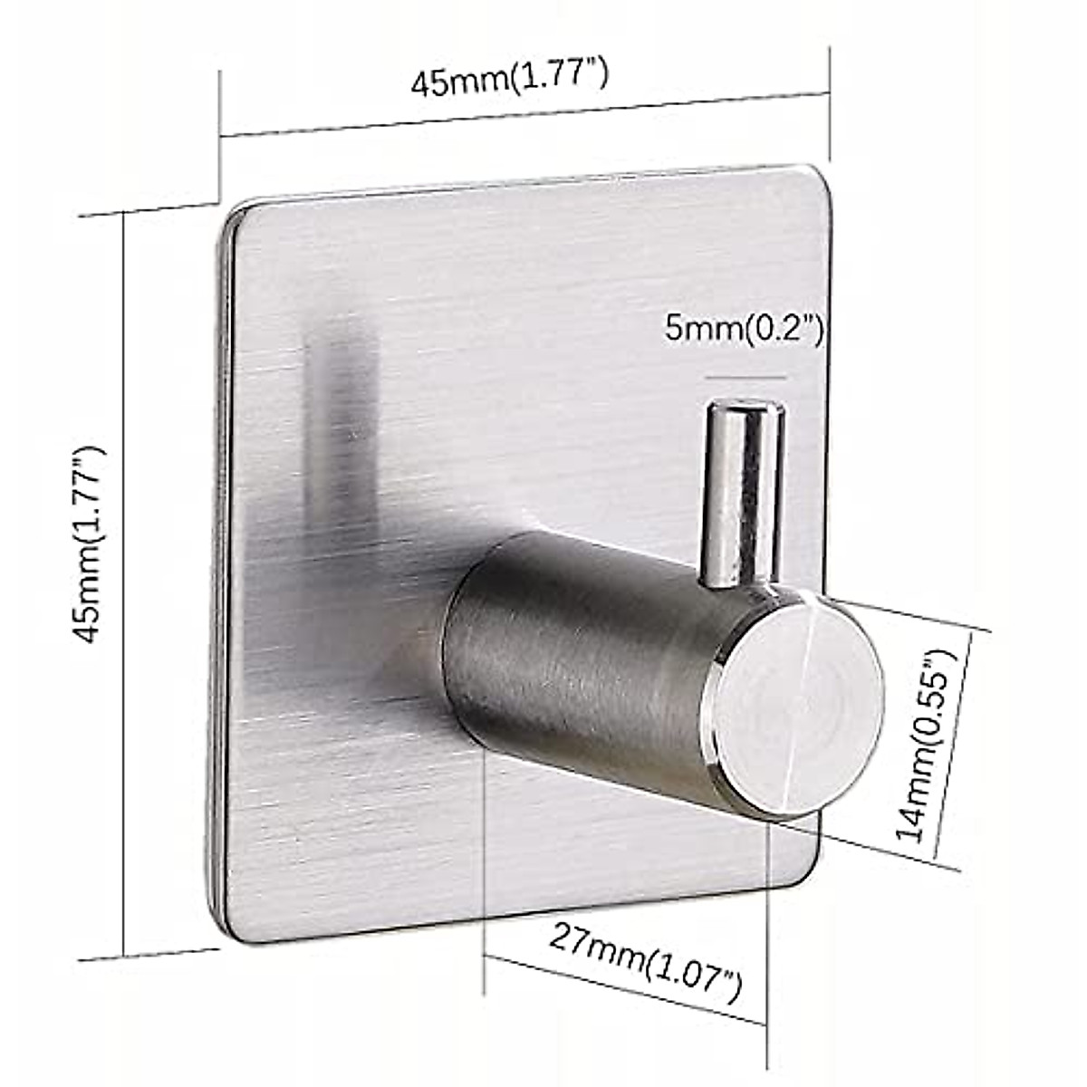 ANEWAY Adhesive Hooks,Durable Waterproof Stainless Steel Hooks for Bathroom,Kitchen,Home Doors,Walls,Closets – for Hanging Towel,Robe,Coat and Hat,4 Packs,Silver