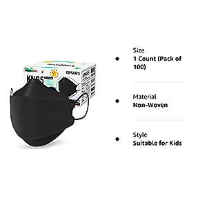 KIMARS Kids KN95 Face Masks for Children 100 Pack, Breathable Comfortable and Disposable KN95 Mask, Black