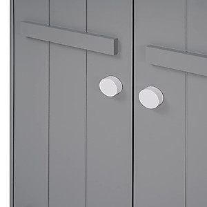 Wooden Kids Wardrobe with Hanging Rod, Cute Design Wardrobe Cabinet with 2 Doors, Storage Armoires Clothes Hanging Storage Rack for Boys Girls Kids' Room,Gray