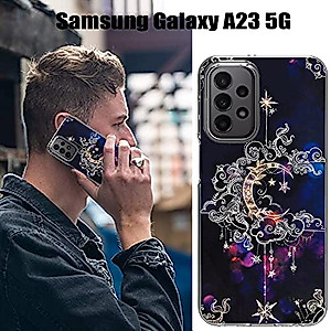 Samsung A23 5G Case, DDTKZC Wiccan Hybrid Hard PC Soft TPU Shockproof Protective Cover with Built-in Tempered Glass Screen Protector