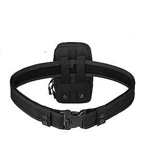 Tactical MOLLE Pouches Attached Utility Pouches Small Multipurpose Tactical Belt EDC Gadget Gear Belt - Black