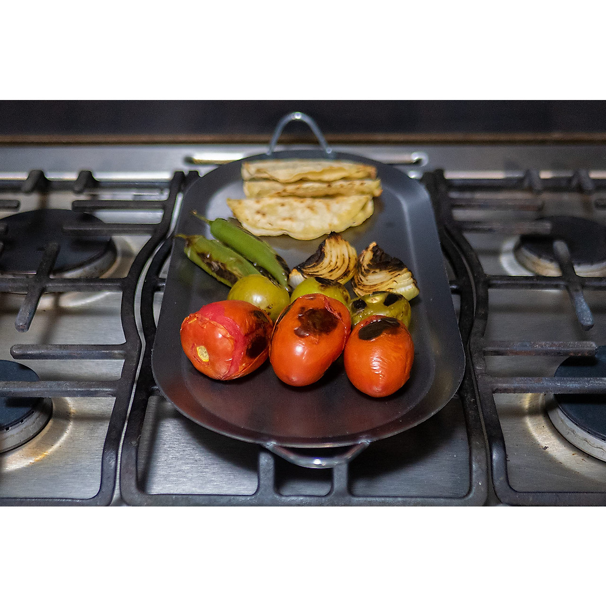 Comal Para Tortillas Grandes Para Estufas for Tortillas y Quesadilla Carbon Steel Heavy Duty Metal Handle (10 Inch)