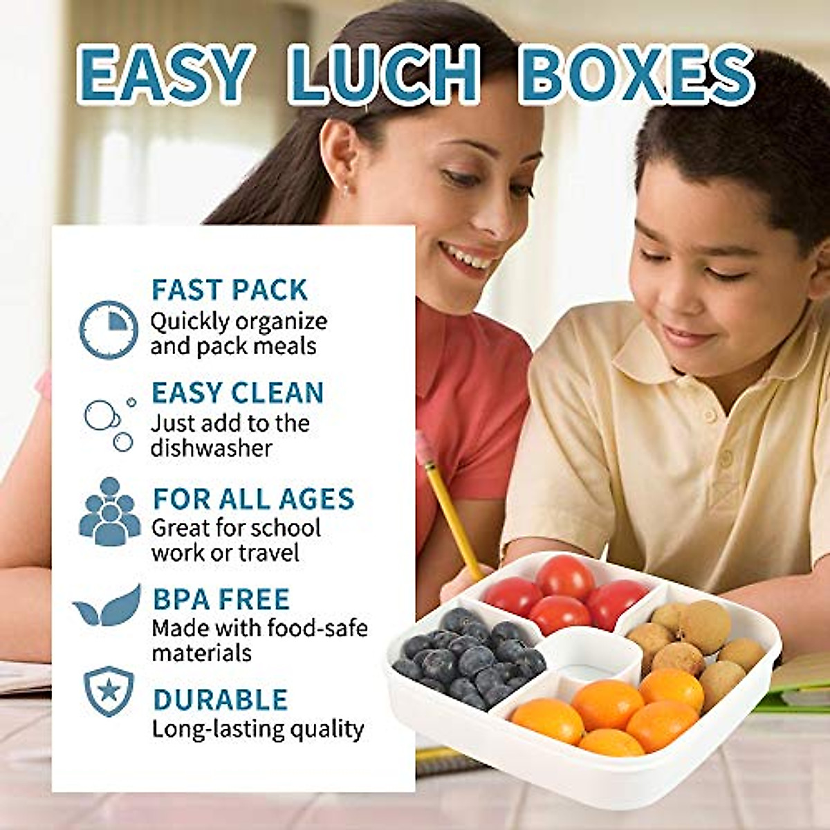 shopwithgreen 52 OZ to Go Salad Container Lunch Container, BPA-Free, 3-Compartment for Salad Toppings and Snacks, Salad Bowl with Dressing Container, Built-in Reusable spoon, Microwave Safe