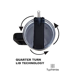 Tycheros 40 oz Tumbler with Handle and Straw- Reusable Vacuum Stainless Steel Insulated Water Bottle- Travel Mug that Keeps drink Hot OR Cold for Hours (blue)