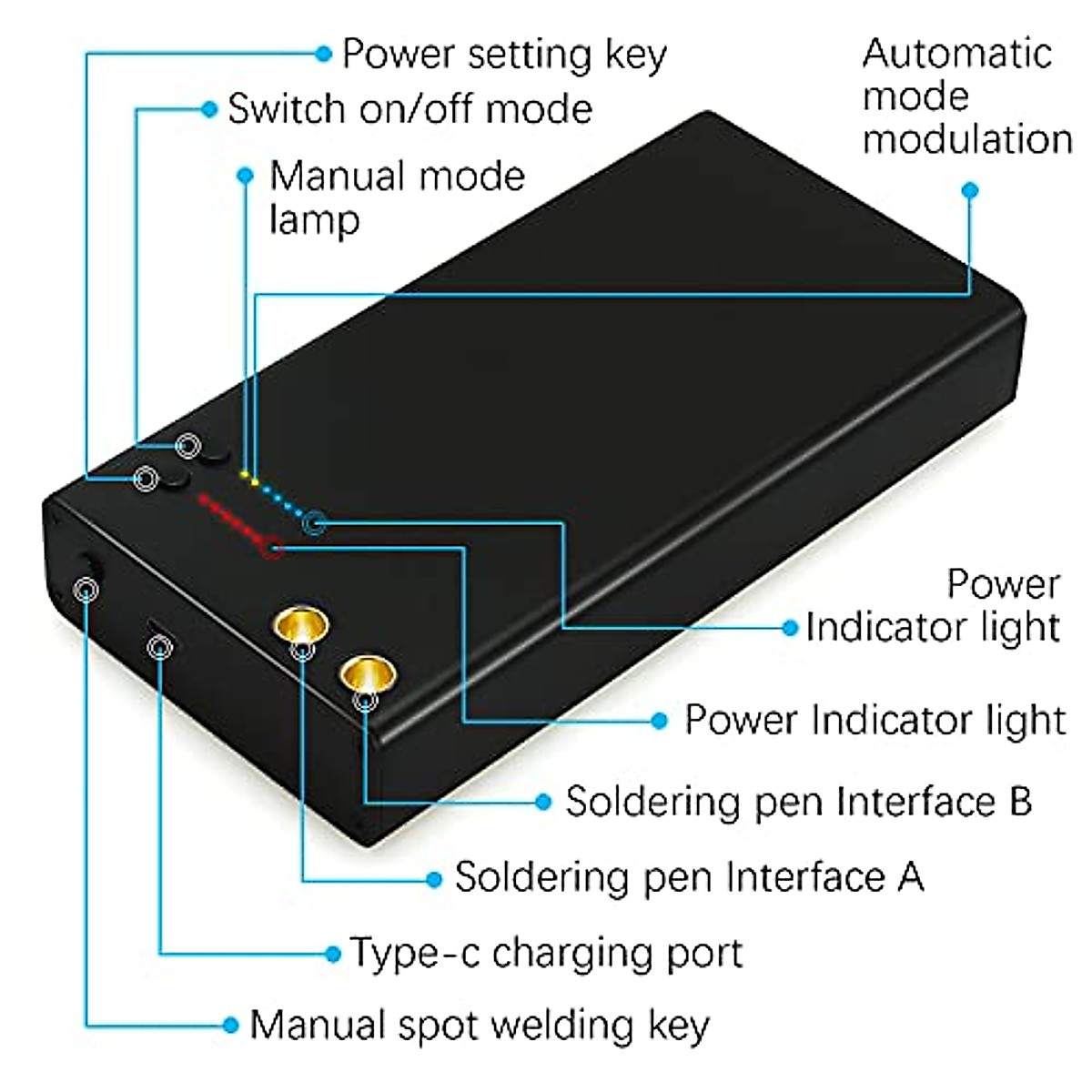 Spot Welder Rechargeable Upgraded Enhanced Spot Welding Machine 6700Mah Battery for Energy Storage Protable Spot Welding Equipment with USB Fast Charging