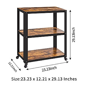 SODUKU Utility Cart 3 Tier Wood Metal All Purpose Rolling Storage Cart for Office Home Kitchen