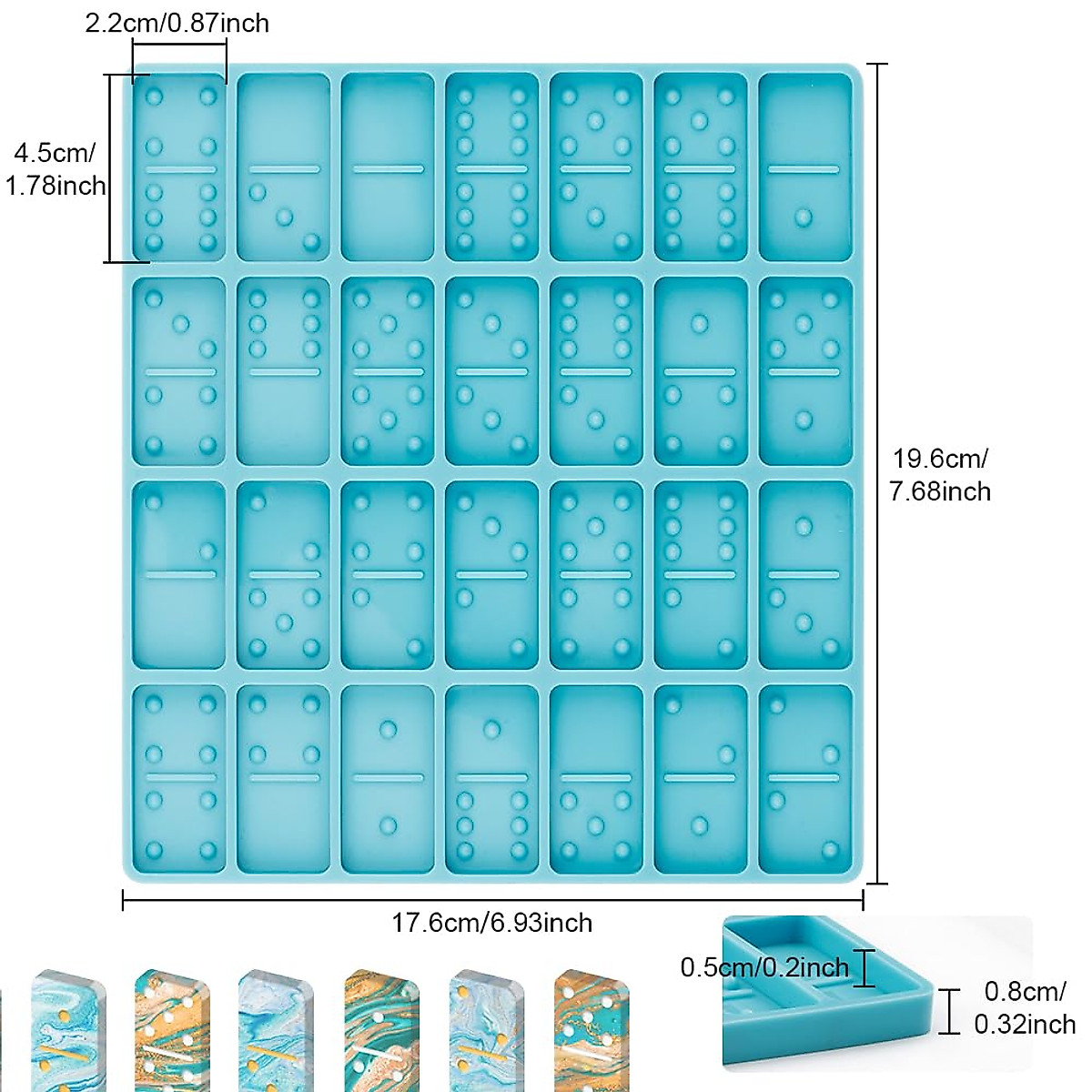 Domino Resin Molds, Domino Molds for Resin Casting, Professional Dominos Molds for Epoxy Resin, Domino Molds Set 28 Cavities, Sturdy Silicone Molds for Domino DIY Pendant Cake Jewelry Making