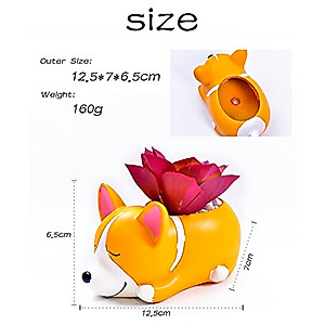 Cute Corgi Sleeping Pet Flowerpot with Drainer Garden Flowerpot Resin Succulent Potted Bonsai Plant Stand Home Desk Mini Ornaments Balcony Gardening Flowerpot Does Not Contain Plants