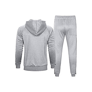 PASOK Men's Casual Tracksuit Set Long Sleeve Full-Zip Running Jogging Athletic Sweat Suits (M, Style 2 Light Gray)
