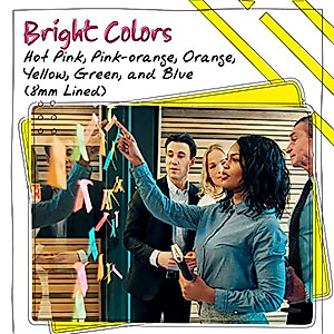 Lined Sticky Notes, 4 x 6, 6 Pack, 300 Sheets (50/Pad), Self Stick Notes with Lines, 6 Bright Assorted Colors, by Better Office Products, Post Memos, Strong Adhesive, 6 Pads