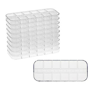12 Grid Clear Plastic Jewelry Box Organizer, Storage Container (10 Pack)