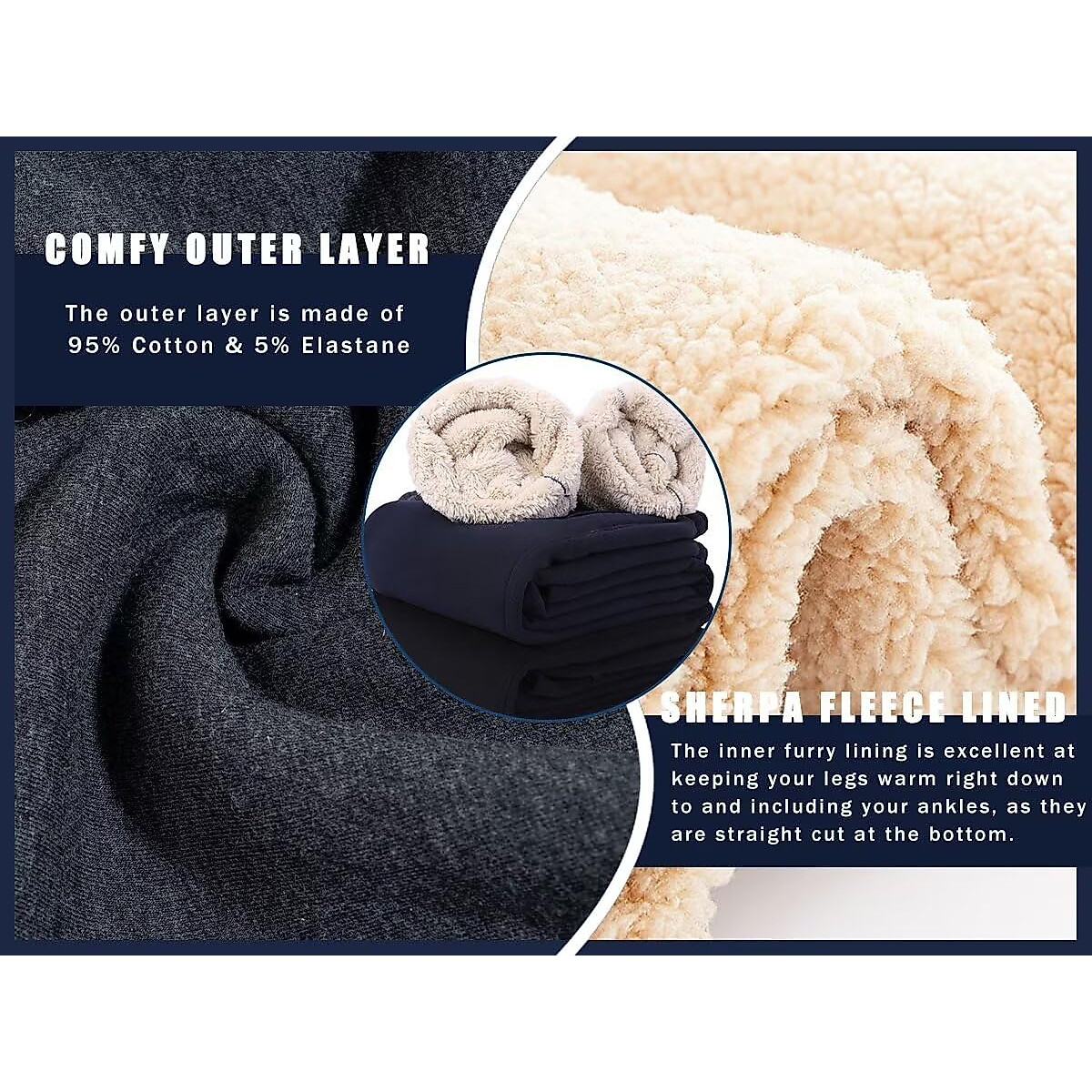 TACVASEN Mens Thermal Pants Long Open Bottom Fleece Lined Sweatpant Winter Jogger Trousers Thick Sweatpants Men Army Green