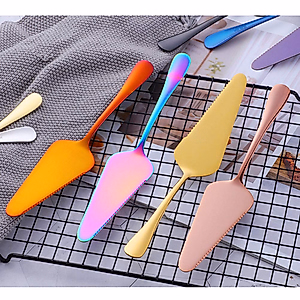 Dough Cutter Cake Pie Pastry Servers, Stainless Steel Cake Serving Onside with Fine Serrated, Simple Serrated Cake Shovel, Baking Tool for Kitchen Home Wedding (Rose Gold) Baking Shovel