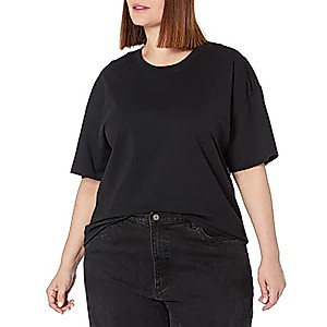 The Drop Women's Lydia Loose Short Sleeve Drop Shoulder Jersey T-Shirt, Black, M