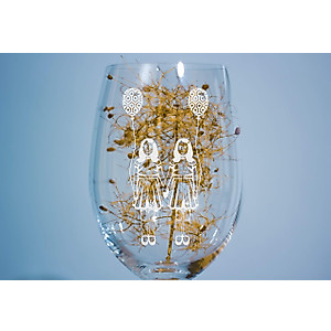 Creepy Scary Hallway Twins Horror Film Movie Parody - Laser Engraved Stemless Wine Glasses