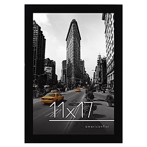 Americanflat 11x17 Picture Frame with Shatter-Resistant Glass - Gallery Style Frame with Engineered Wood - Signature Collection - Photo Frame for Wall Display - Black
