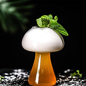 jdfkdskndvkrc Mushroom Cup Cocktail Glass - 380ml/12.85Oz Mushroom Mug Wine Water Cocktails Mushroom Shaped Drinks Cups - Lemonade Juice Glass Bartender Special Beer Wine Glasses Goblet Cooler Cup