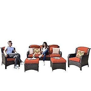 Allwex Patio Furniture,Outdoor Furniture Set,Outdoor Rattan Furniture(Brown, Red)