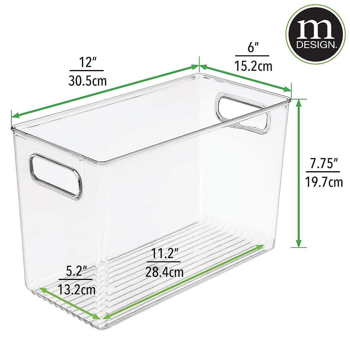 mDesign Plastic Storage Organizer Bin with Handles for Baby or Kids - Containers for Nursery, Playroom or Daycare - Holder for Snacks, Toys, Food, Diapers, or Wipes - Ligne Collection, 4 Pack, Clear