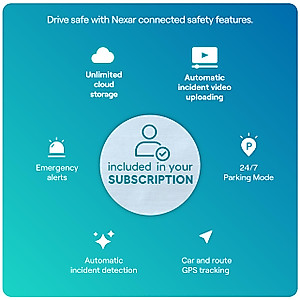 Nexar Beam GPS Dash Cam - 1 Year Nexar App Subscription Included - Unlimited Cloud Storage, Drive Recordings, Parking Mode, Night Vision, All Inside The Nexar App - WiFi HD Front Dash Cam (128 GB SD)