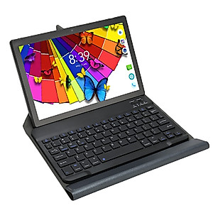 GOWENIC 10 Inch Tablet IPS Octa Core 8GB RAM 128GB ROM 5G WiFi Dual Camera 8800mAh HD Tablet with BT Keyboard (Black)