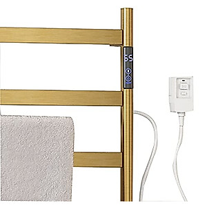 Towel Warmer 6 Bar Freestanding & Wall Mounted Heated Drying Rack Aluminum Frame Home Bathroom Space Saving Stainless Steel Heating Drying Rack (Color : Gold)