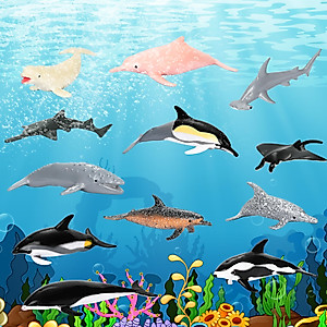 Dolphin Toy 12PCS Cake Topper Birthday Party Supplies Mini Dolphin Figurines Set Sea Creature Plastic Fish Learning Toy Gift