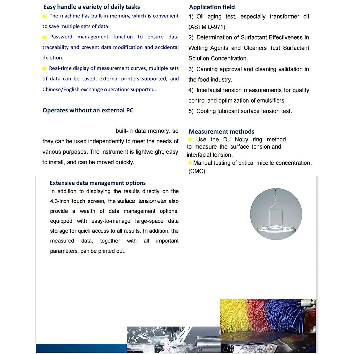 VTSYIQI Surface Tensiometer Du Nouy Liquid Tensiometer Surface Tension Meter Tester With Pt Loop Range 0 to 1000 mN/m Accuracy 0.1mN/m For Oil Paint Industry Test Real Time Display