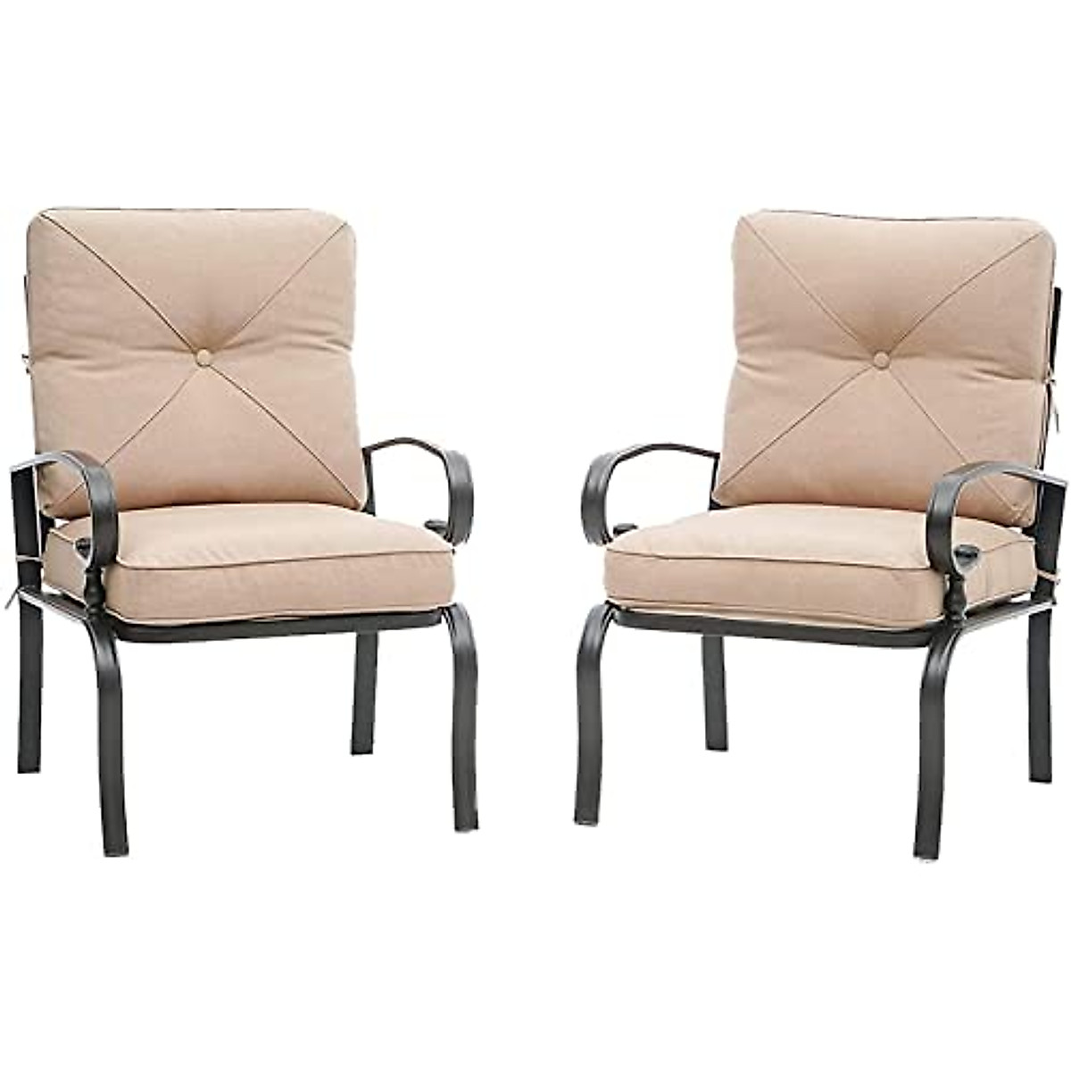 Oakmont 2 Piece Outdoor Furniture Patio Bistro Chairs Metal Dining Furniture Set, All-Weather Garden Seating Chair (Brown)