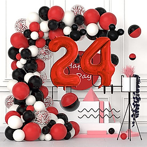 40 inch Red Number 1 Balloon & Mini Mouse Head Balloon, 1st Birthday Party Decoration Balloons, Cartoon Mouse Birthday Party Supplies Baby Shower Decoration, Red Black Theme Party Decorations Supplies