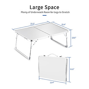 Foldable Laptop Table for Bed, SUVANE Lap Desk Bed Desk, Breakfast Serving Bed Tray, Portable Mini Picnic Table Storage Space Laptop Desk Reading Holder(Gray)