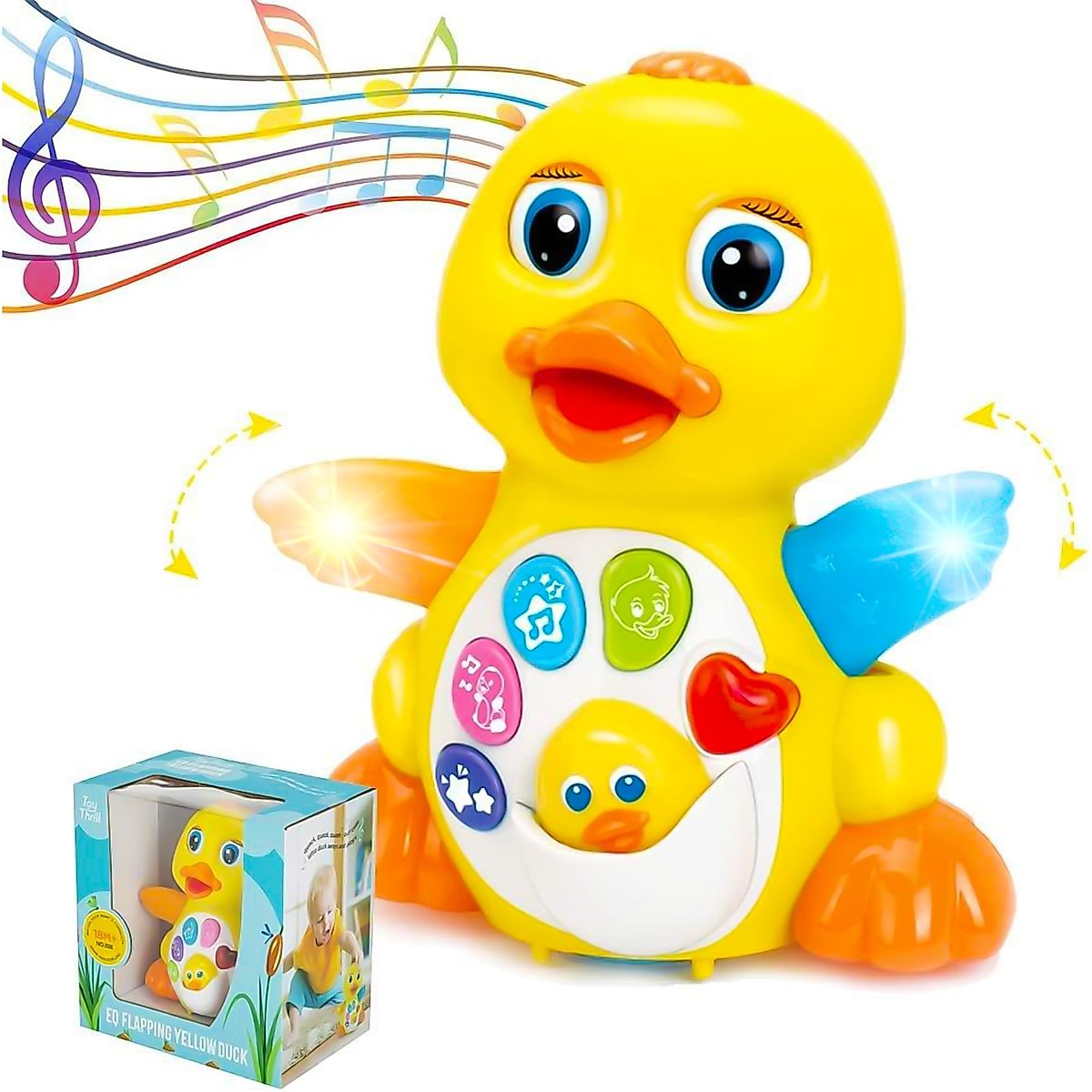 TOYTHRILL Baby Musical Duck Toy, Dancing Walking Yellow Duck - Interactive Action Learning Educational Flapping Light up Dancing Duck with Music