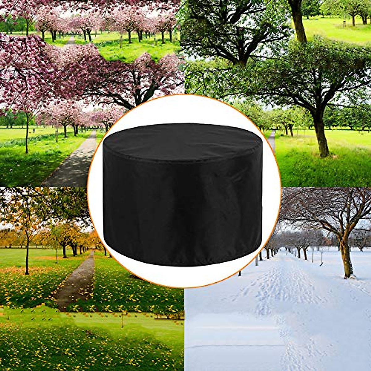 XYXH Round Patio Table Cover 53" D x 31" H, Outdoor Garden Furniture Covers, Patio Furniture Covers Waterproof, Durable Breathable Oxford Fabric Anti-Rain Anti-Snow Sun Protection