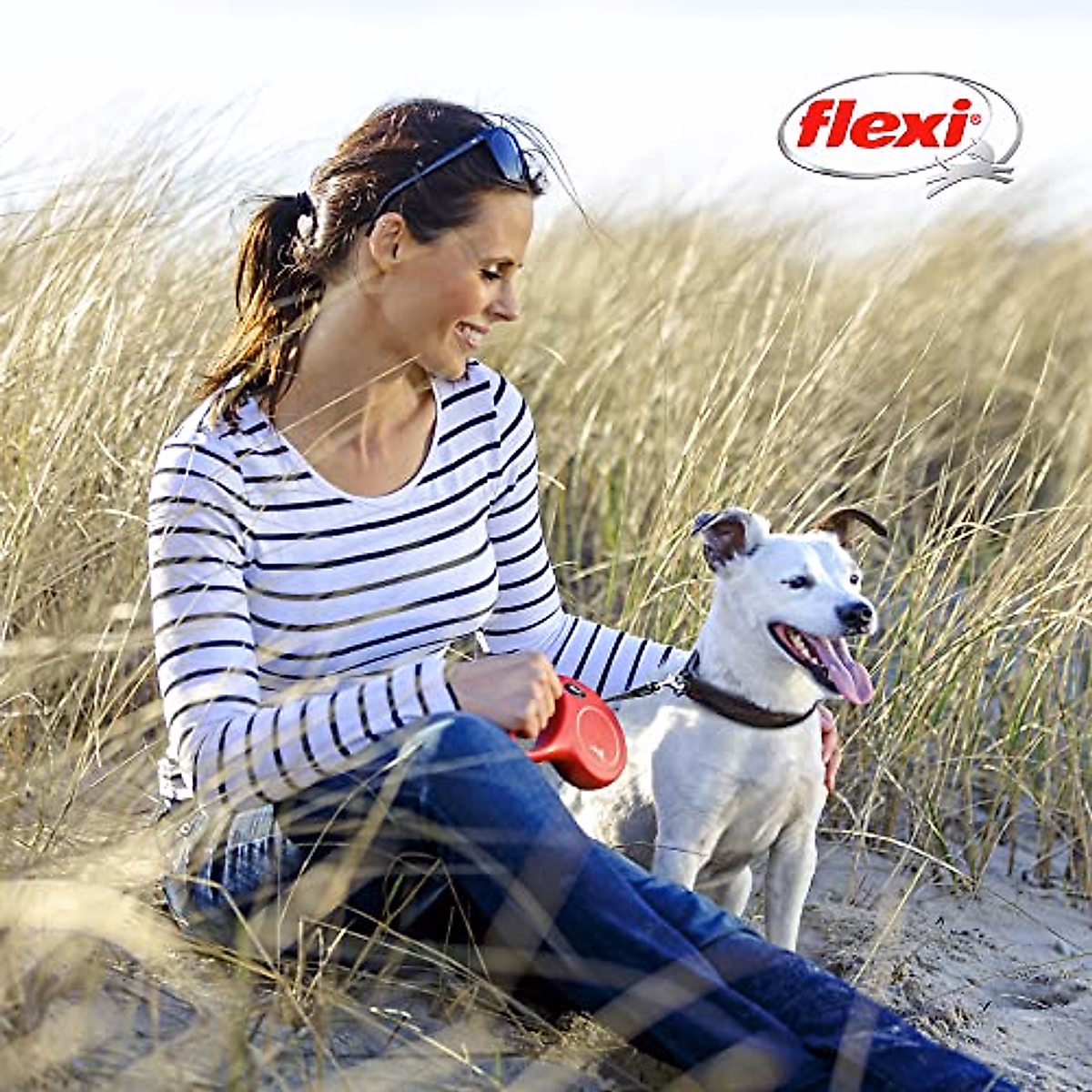 FLEXI New Classic Retractable Dog Leash (Tape) 26 feet, Large, Black