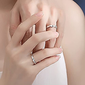 YangQian Matching Rings for Couples Promise Statement Rings for Her and Him Set Sun Moon Couple Rings Best Friend Rings for 2