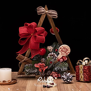 Ribbli Red Burlap Wired Ribbon,1-1/2 Inch x 10 Yard,Wired Edge Ribbon for Big Bow,Wreath,Tree Decoration,Outdoor Decoration