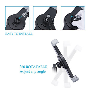 T-SIGN IPad Tripod Stand, Reinforced Foldable Floor Tablet Stand, Height Adjustable 360° Rotating Mount for All 7 to 12 Inches Tablets, Carrying Case, Phone Holder, Bluetooth Remote Control