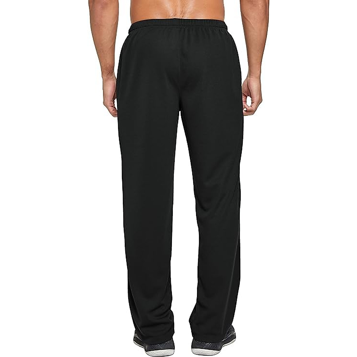 Susclude Sweatpants for Men Loose Fit Open Bottom Mesh Running Pants Lightweight Athletic Workout Gym Pants with Pocket Black S