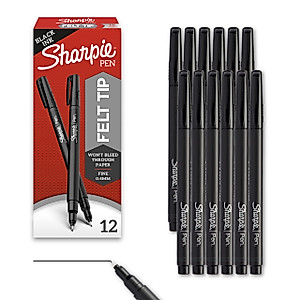 SHARPIE Felt Tip Pens, Fine Point (0.4mm), Black, 12 Count