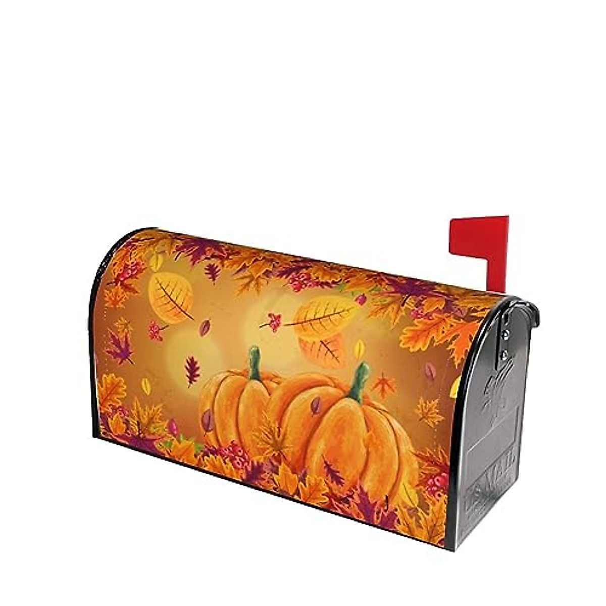KSLIDS Fall Pumpkin Mailbox Cover Magnetic 18x21 Inches Standard Size Autumn Leaf Thanksgiving Post Letter Box Cover Mail Wraps Garden Decorations for Home Outdoor Yard Decor