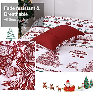 Xruibed Christmas Duvet Cover Set Queen Size 3PCS Xmas Tree Reindeer Pattern Duvet Cover Lightweight Microfiber Bedding Set with Zipper Closure for Adults Teens (Queen,90''x90'')